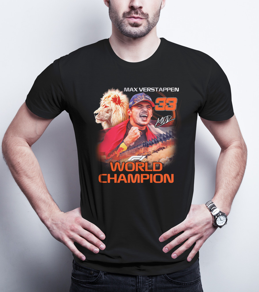 Max Verstappen 33 World Champion Felice Mav Lion F1 T-Shirt