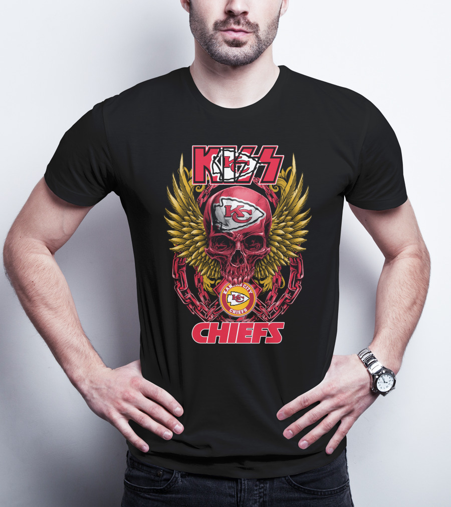 KISS Kansas City Chiefs Winged Skull And Chains T-Shirt
