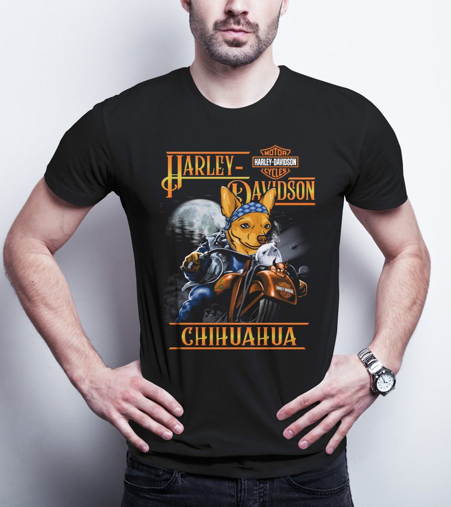 Harley Davidson Chihuahua Motorcycles Moon Rider T-Shirt