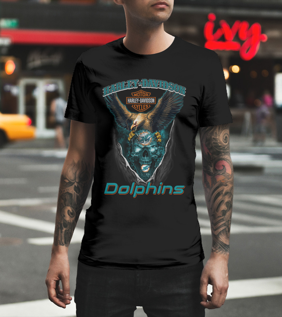 Harley Davidson Motor Cycles Dolphins Miami Hd29Nfl T-Shirt