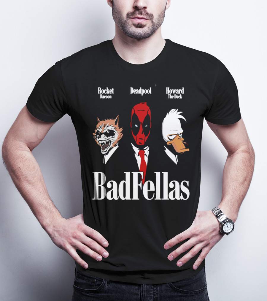 Badfellas Rocket Raccoon Deadpool Howard The Duck T-Shirt
