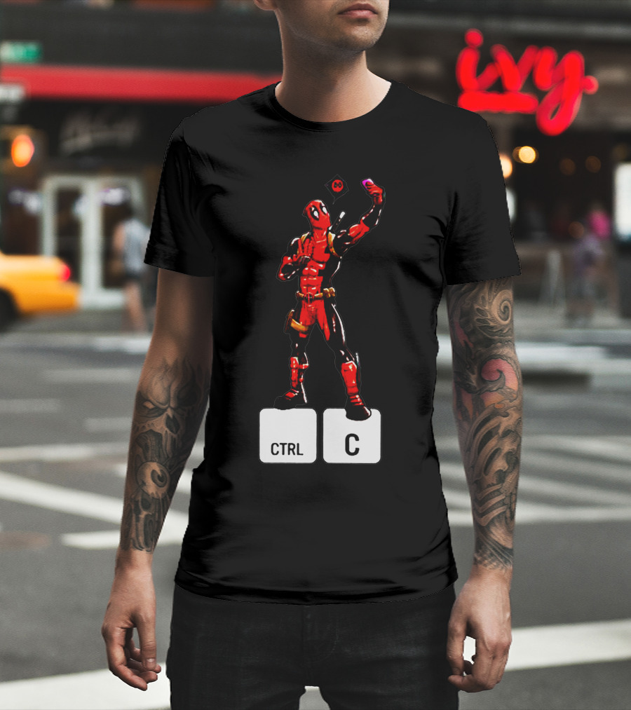 DEADPOOL CTRL C Keyboard Parody Selfie Gaming T-Shirt