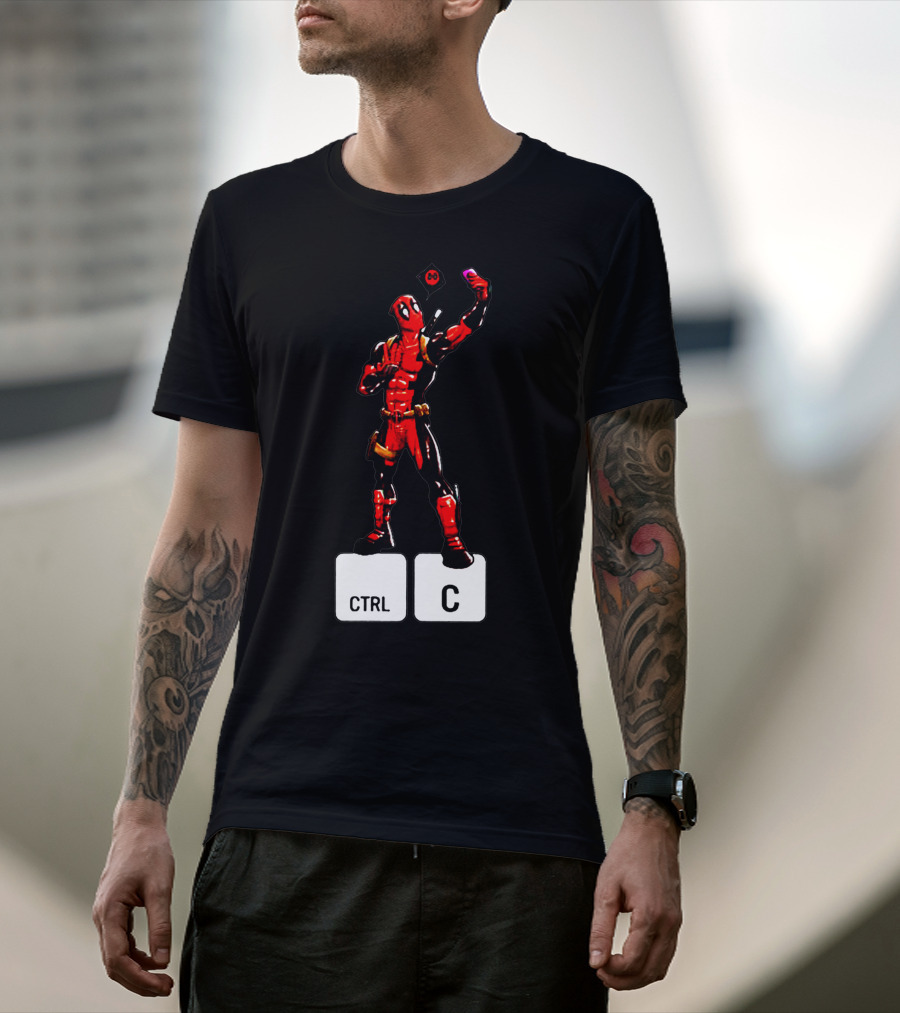 DEADPOOL CTRL C Keyboard Parody Selfie Gaming T-Shirt