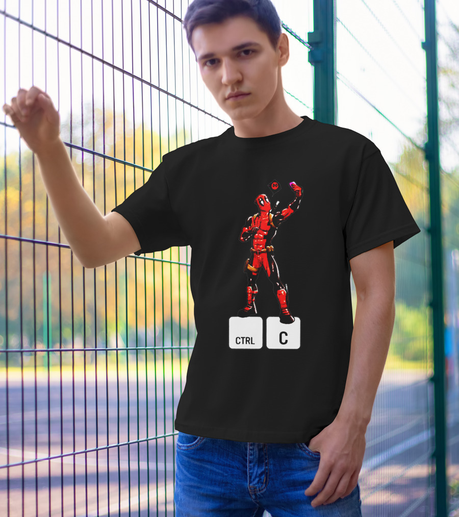 DEADPOOL CTRL C Keyboard Parody Selfie Gaming T-Shirt
