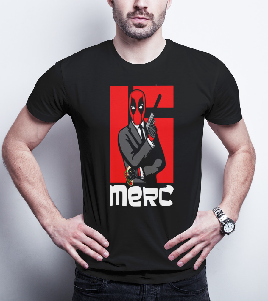 Deadpool Merc 007 Parody Graphic With Red Mask And Suit T-Shirt