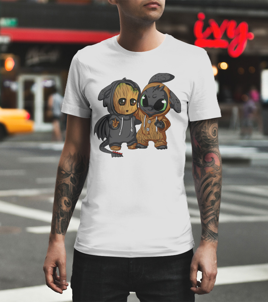Groot And Toothless Crossover Hoodie Characters T-Shirt