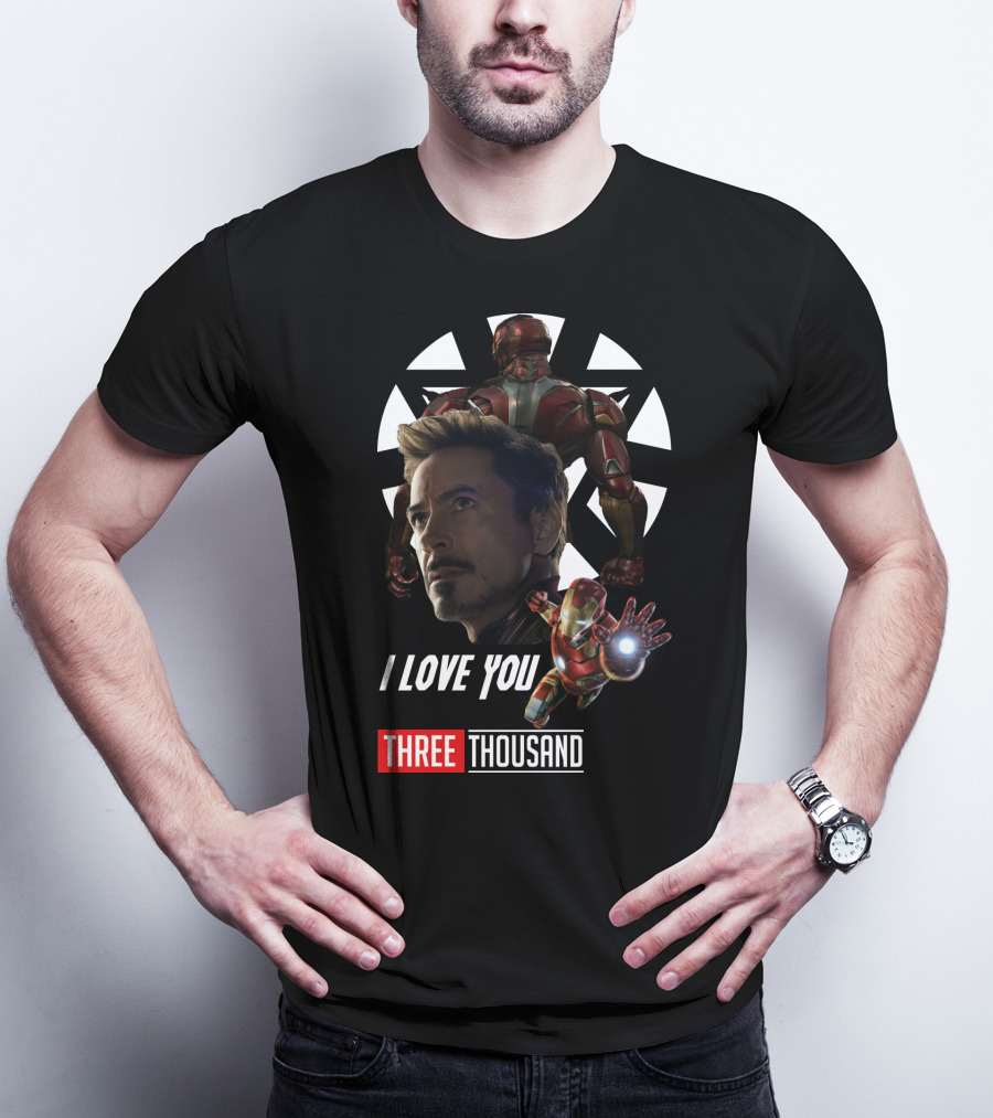 Avengers Iron Man I Love You Three Thousand Times Triangular Background T-Shirt