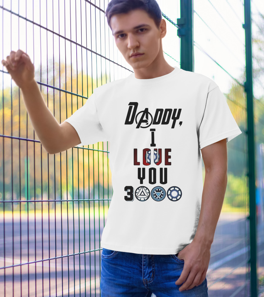 Daddy I Love You 3000 Avengers Arc Reactor Symbols T-Shirt