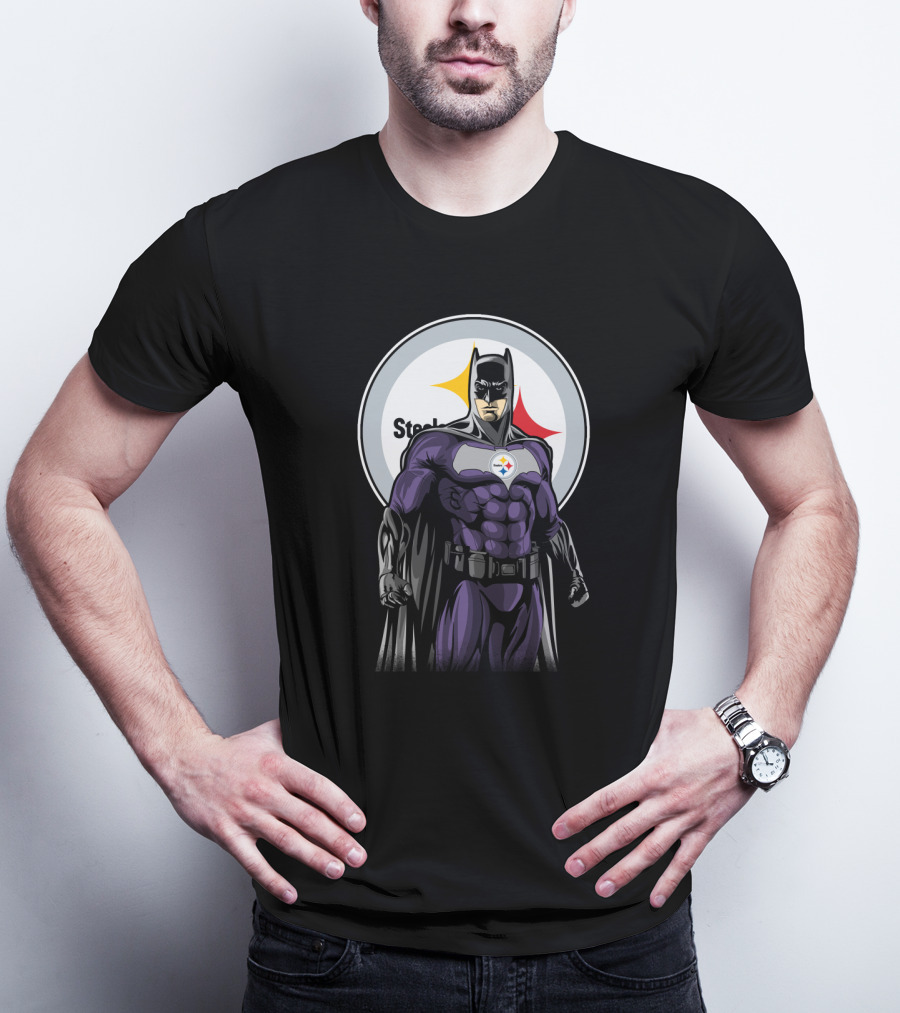 Steelers Superhero Emblem With Iconic Batman T-Shirt