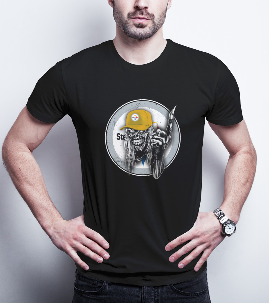 Pittsburgh Steelers Grim Reaper With Logo Cap T-Shirt