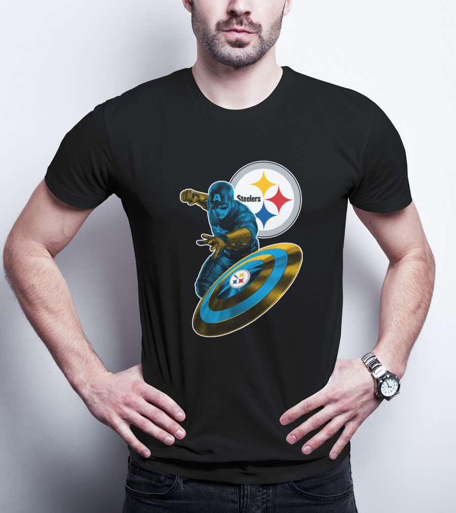 Captain America Pittsburgh Steelers Shield T-Shirt
