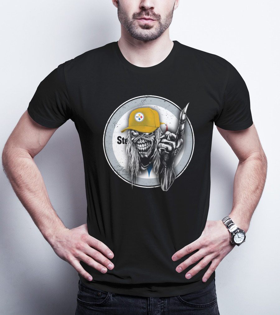 Pittsburgh Steelers Logo Grim Reaper Skeleton T-Shirt