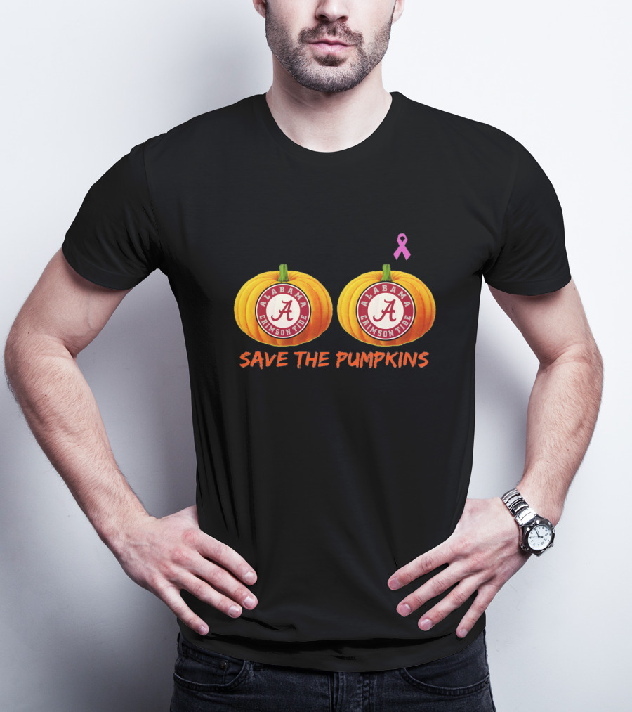Alabama Crimson Tide Save The Pumpkins Pink Ribbon T-Shirt