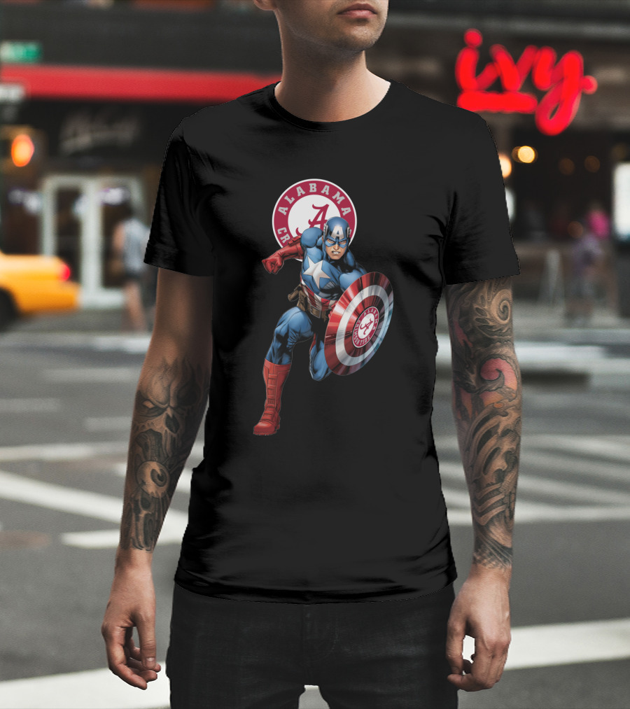 Alabama Crimson Tide Captain America Shield T-Shirt