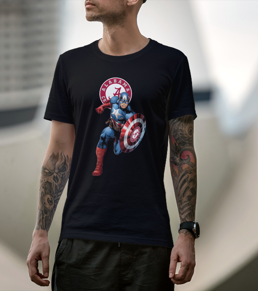 Alabama Crimson Tide Captain America Shield T-Shirt