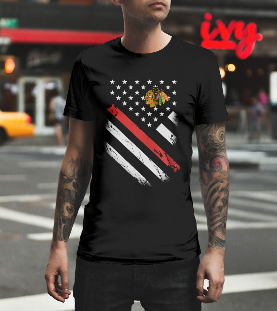 Chicago Blackhawks American Flag Stars And Stripes T-Shirt