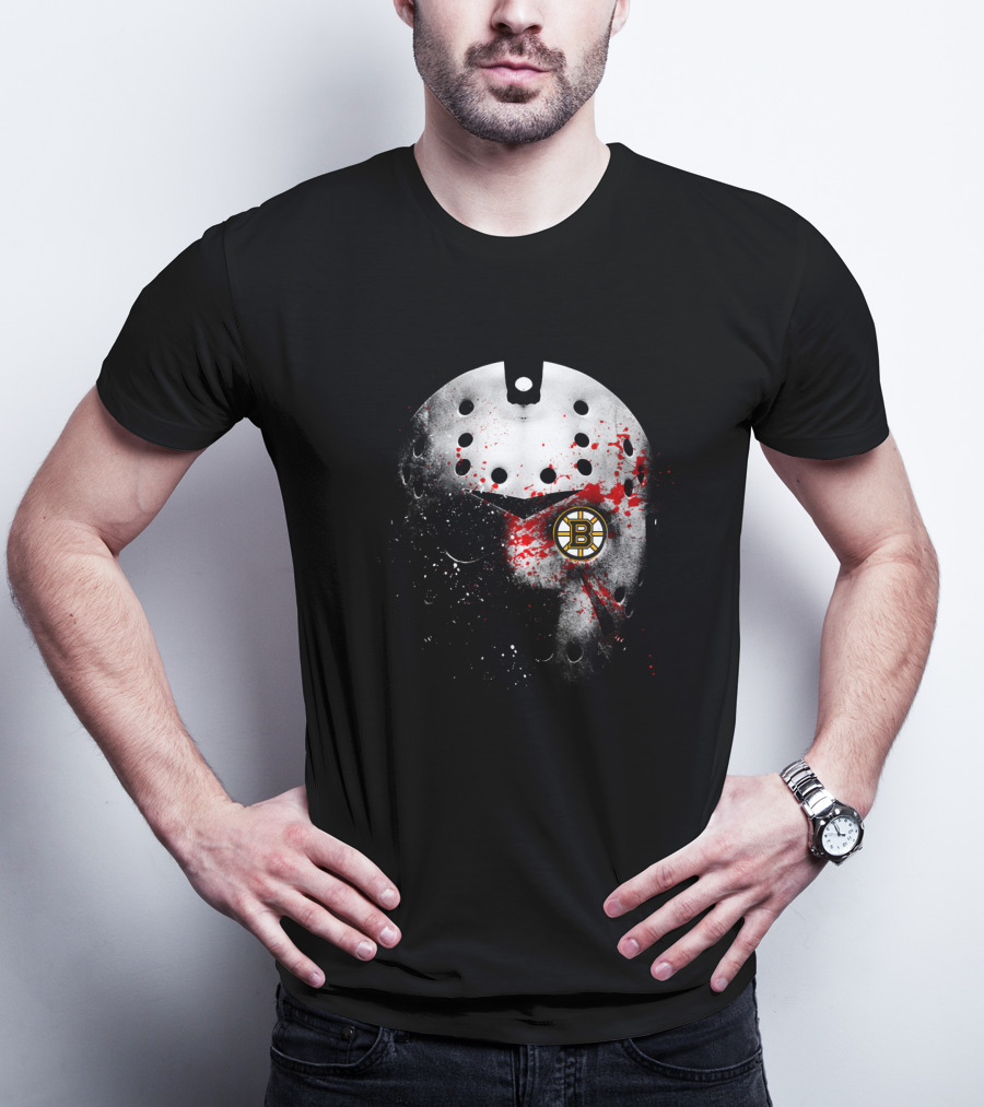 Boston Bruins Hockey Mask Blood Splatter T-Shirt