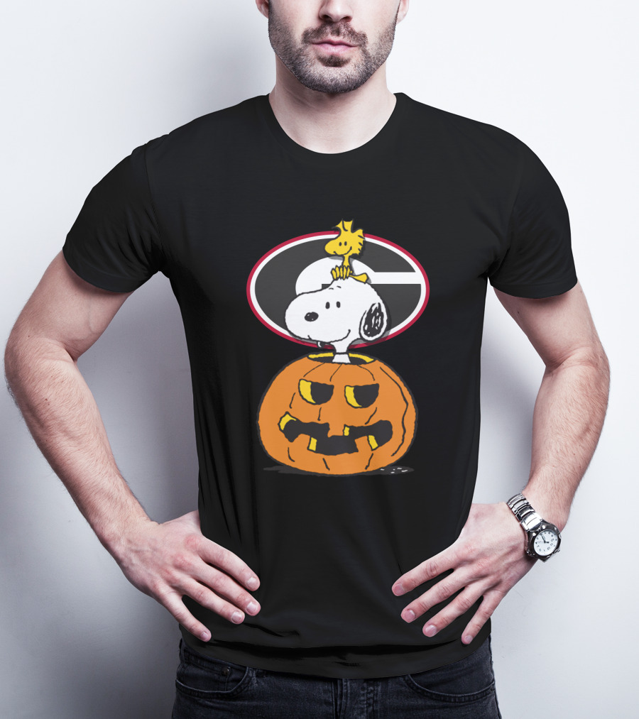 Georgia Bulldogs Football Halloween Snoopy And Woodstock T-Shirt