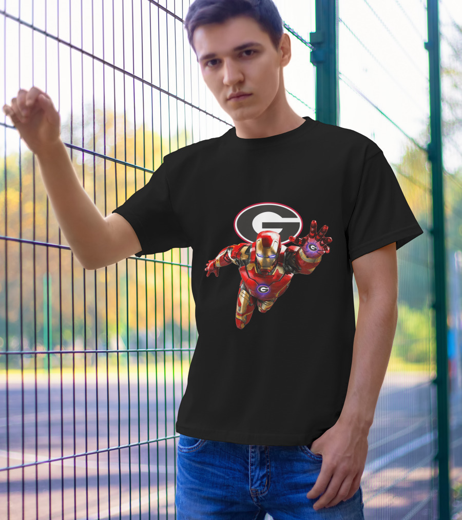 Georgia Bulldogs Iron Man Avengers Crossover T-Shirt