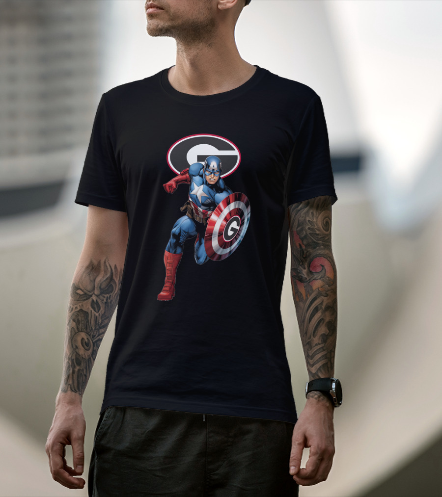 Georgia Bulldogs Football Superhero Shield T-Shirt