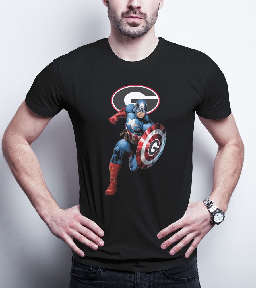 Georgia Bulldogs Football Superhero Shield T-Shirt