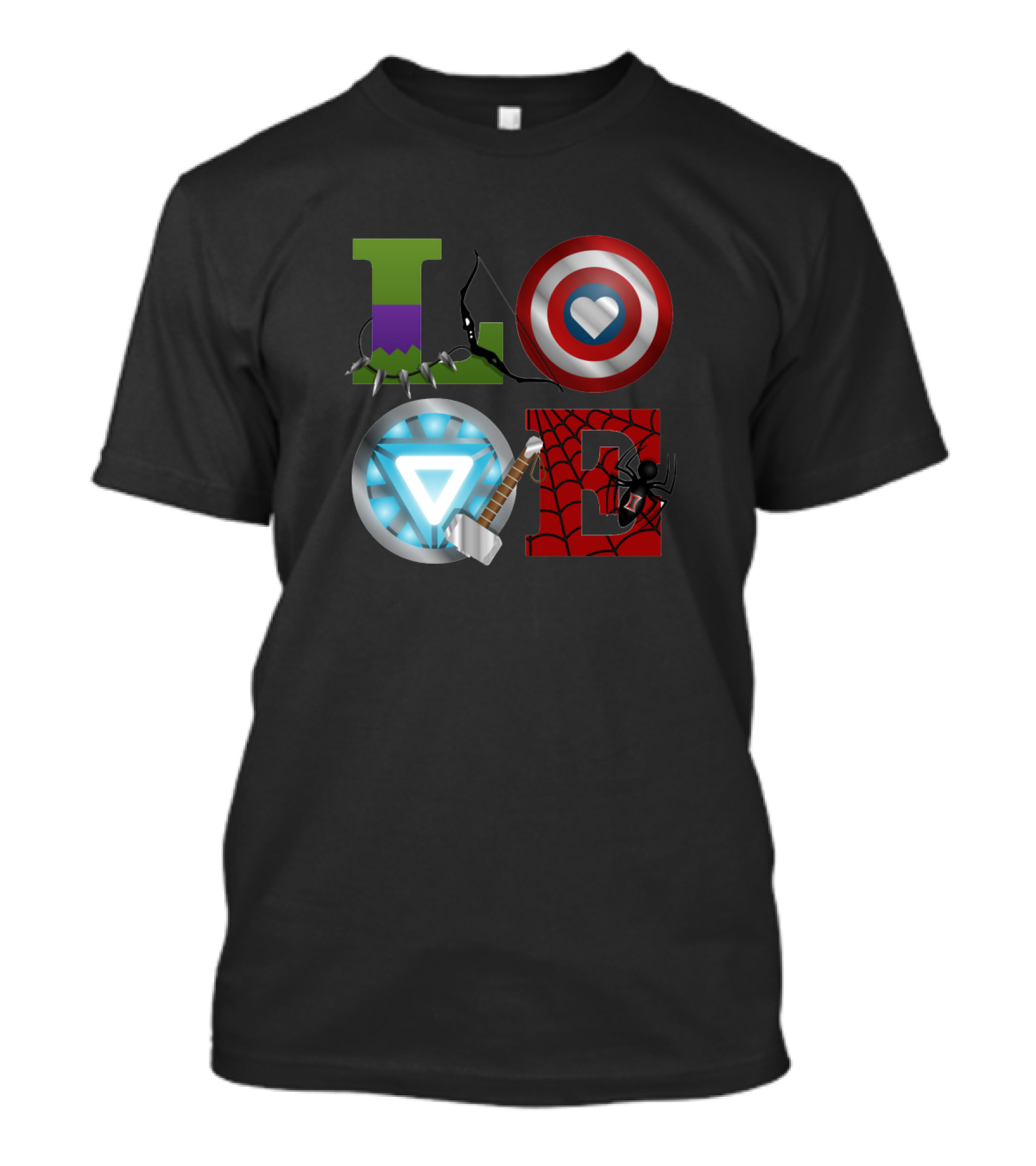 Avengers Love Hulk Captain America Iron Man Thor Spider-Man T-Shirt
