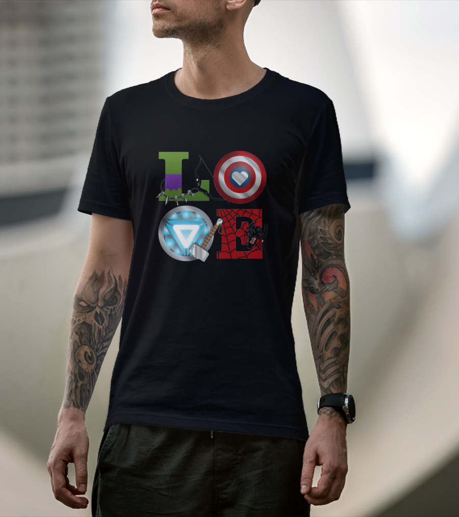 Avengers Love Hulk Captain America Iron Man Thor Spider-Man T-Shirt