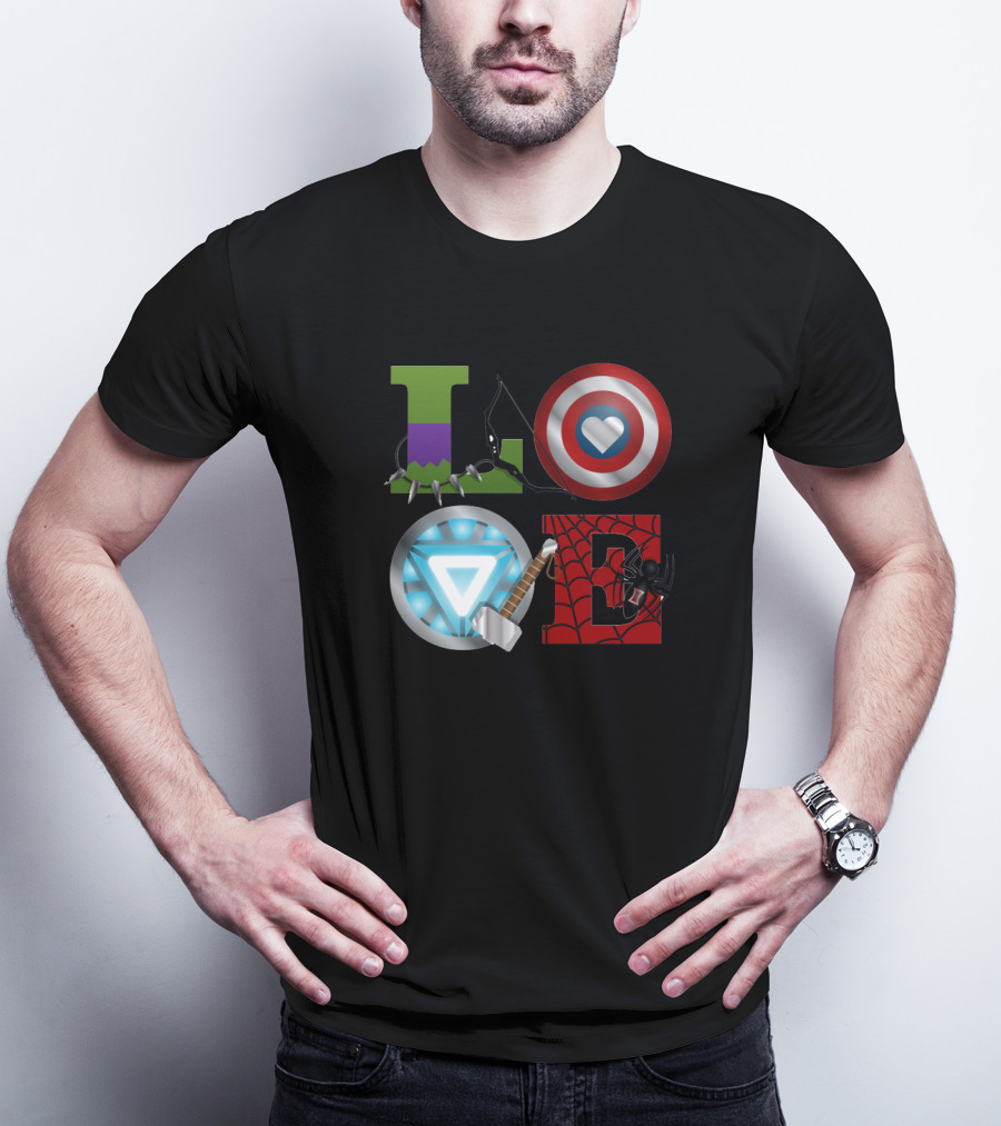 Avengers Love Hulk Captain America Iron Man Thor Spider-Man T-Shirt