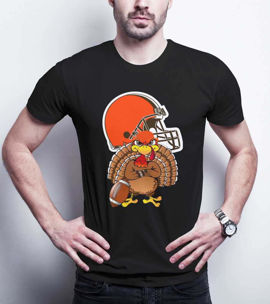 Cleveland Browns Angry Thanksgiving Turkey Football Helmet T-Shirt