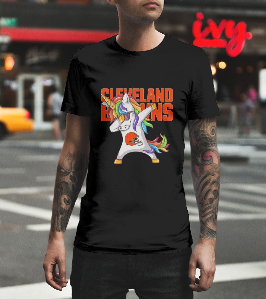 Cleveland Browns Rainbow Unicorn Football Helmet T-Shirt