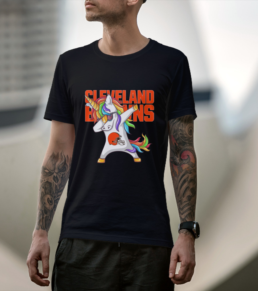 Cleveland Browns Rainbow Unicorn Football Helmet T-Shirt