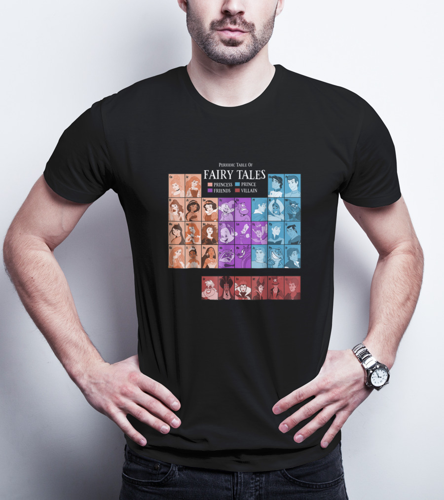 Periodic Table Of Fairy Tales Princess Prince Friends Villain Disney Films T-Shirt