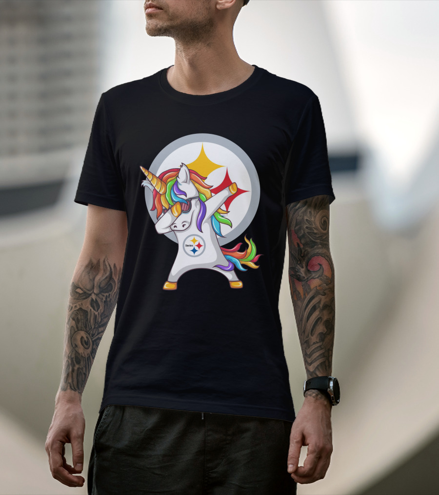 Steelers Rainbow Unicorn Dab With Pittsburgh Steelers T-Shirt