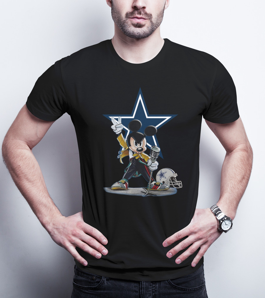 Dallas Cowboys Mickey Star Helmet Mic T-Shirt
