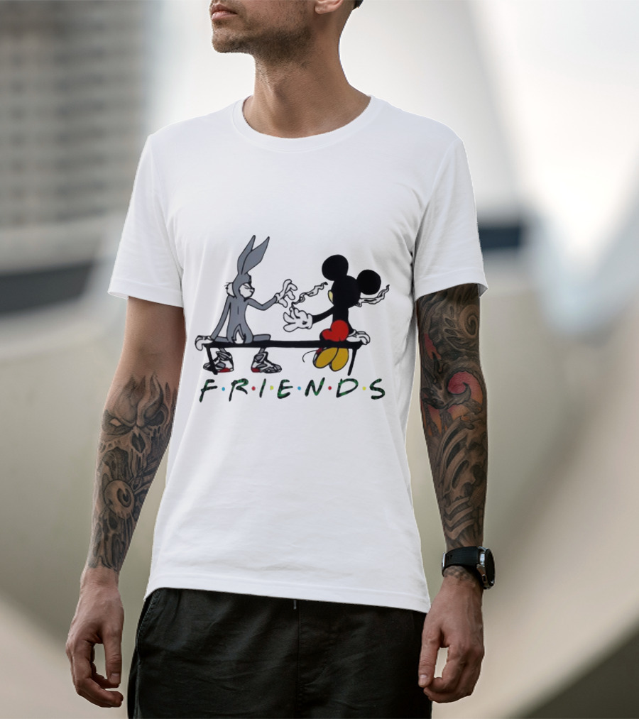 Friends Mickey Bugs Bench T-Shirt
