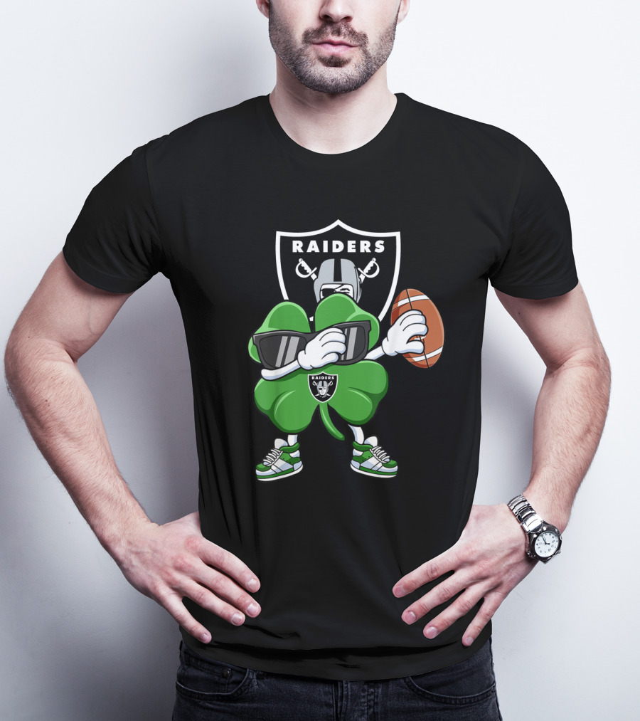 Raiders Shamrock Dabbing St. Patrick's Day Football Manter T-Shirt