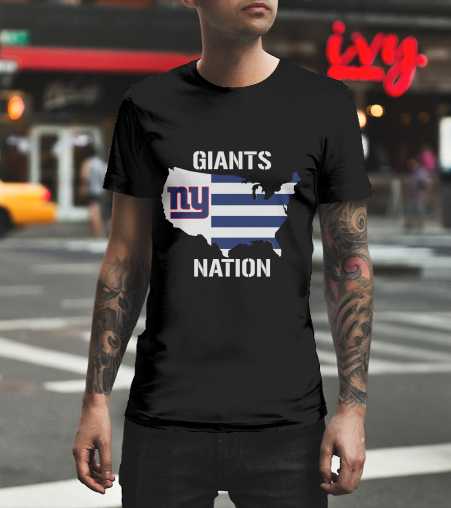 NY Giants Nation USA Map Stripes T-Shirt