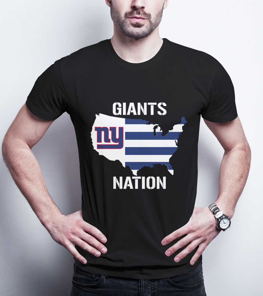 NY Giants Nation USA Map Stripes T-Shirt