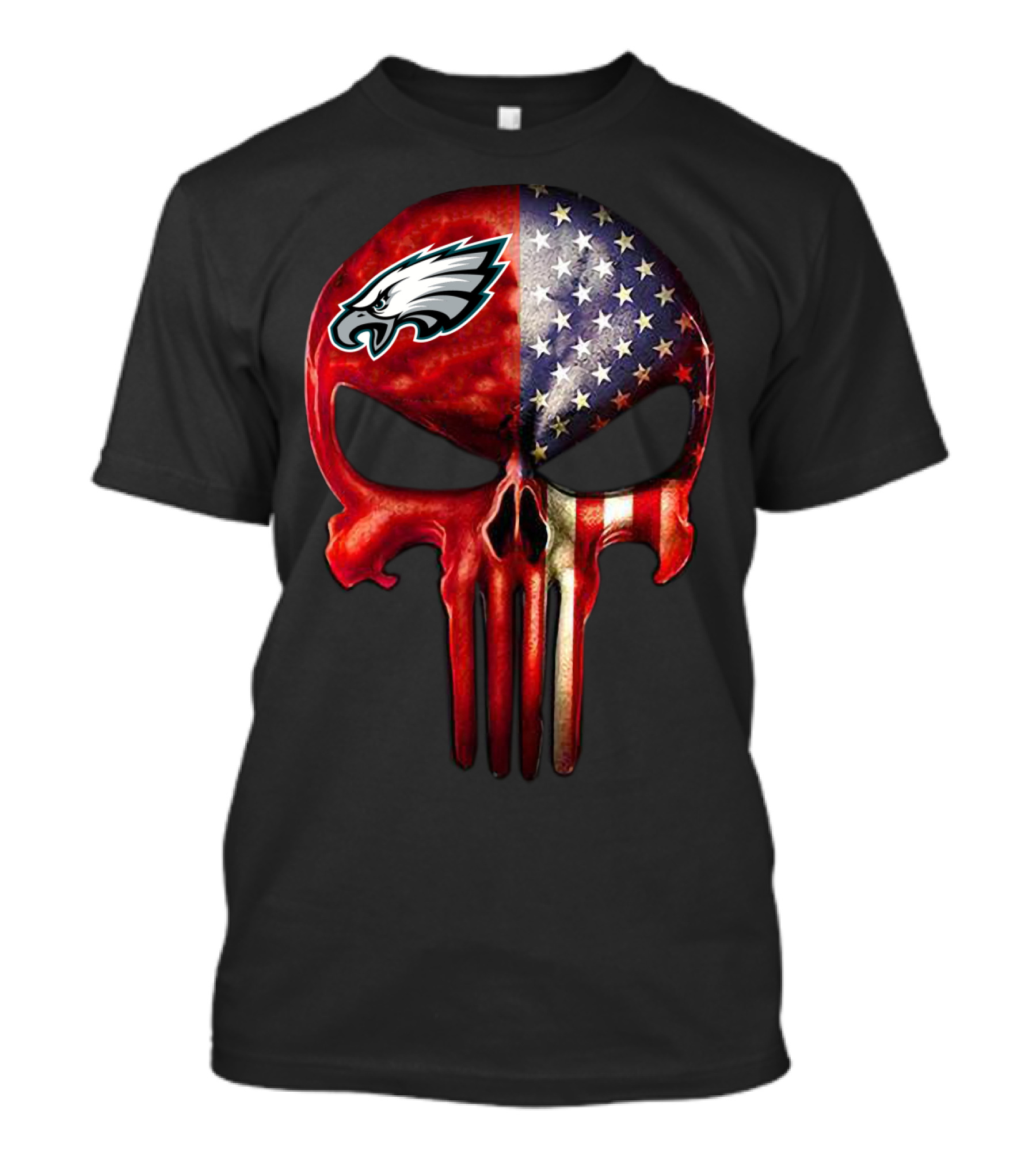 For True PHILADELPHIA Fan Only Eagles Patriotic Skull T-Shirt