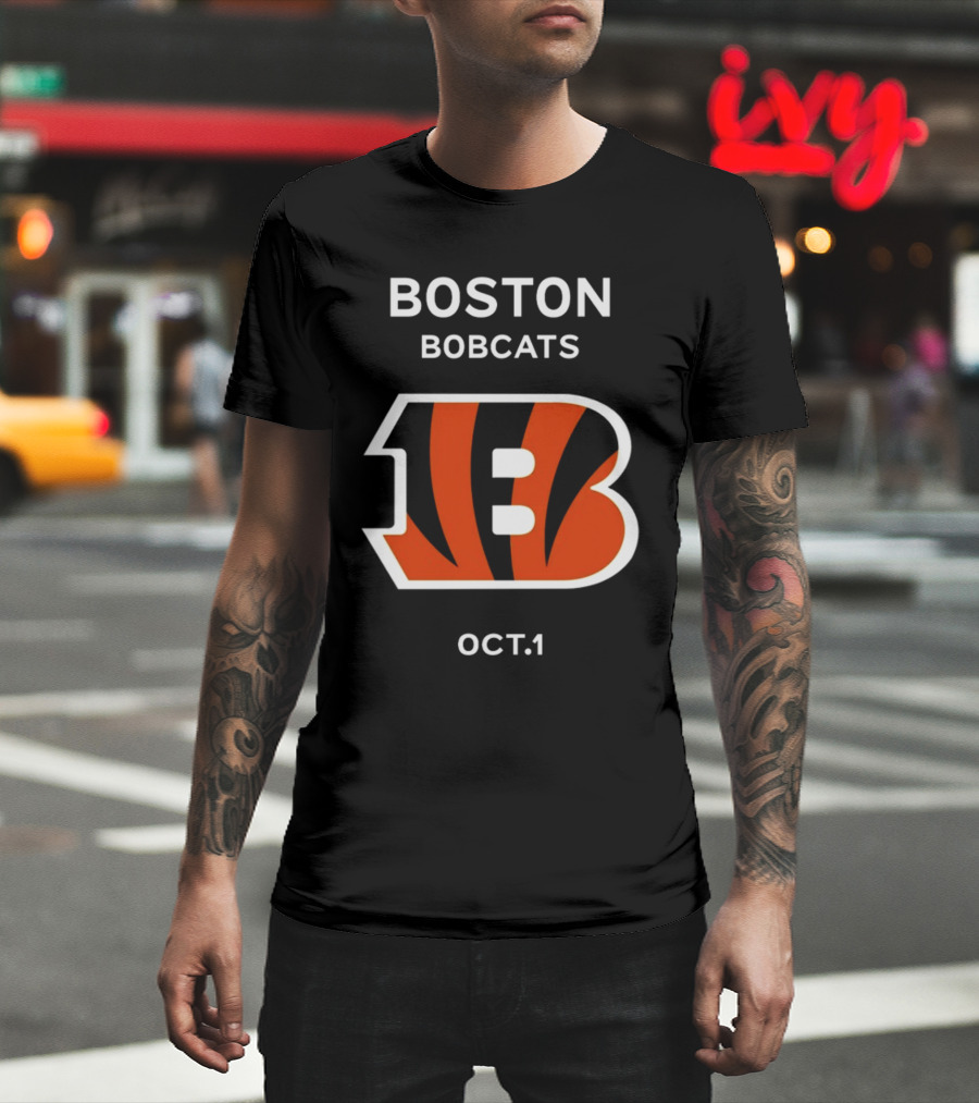 Boston Bobcats B Logo Oct 1 Tiger Stripes T-Shirt