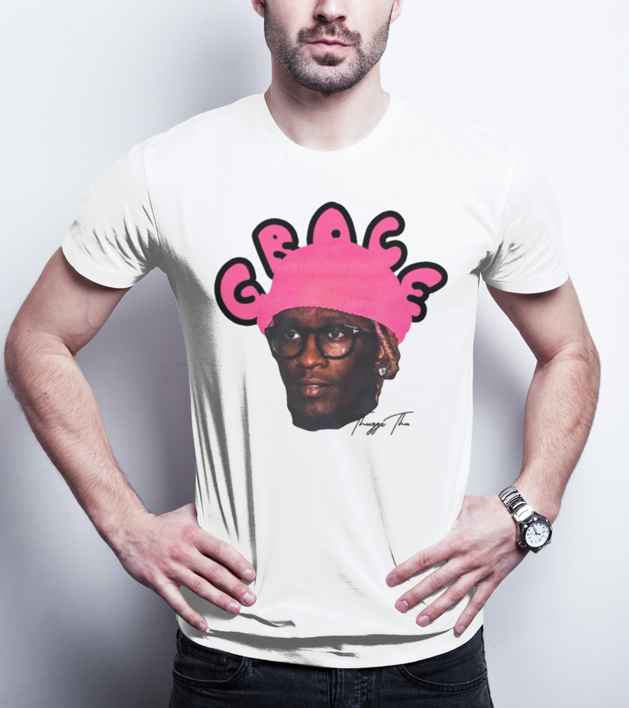 Thuggin Thuggin Grace Pink Beanie Glasses T-Shirt
