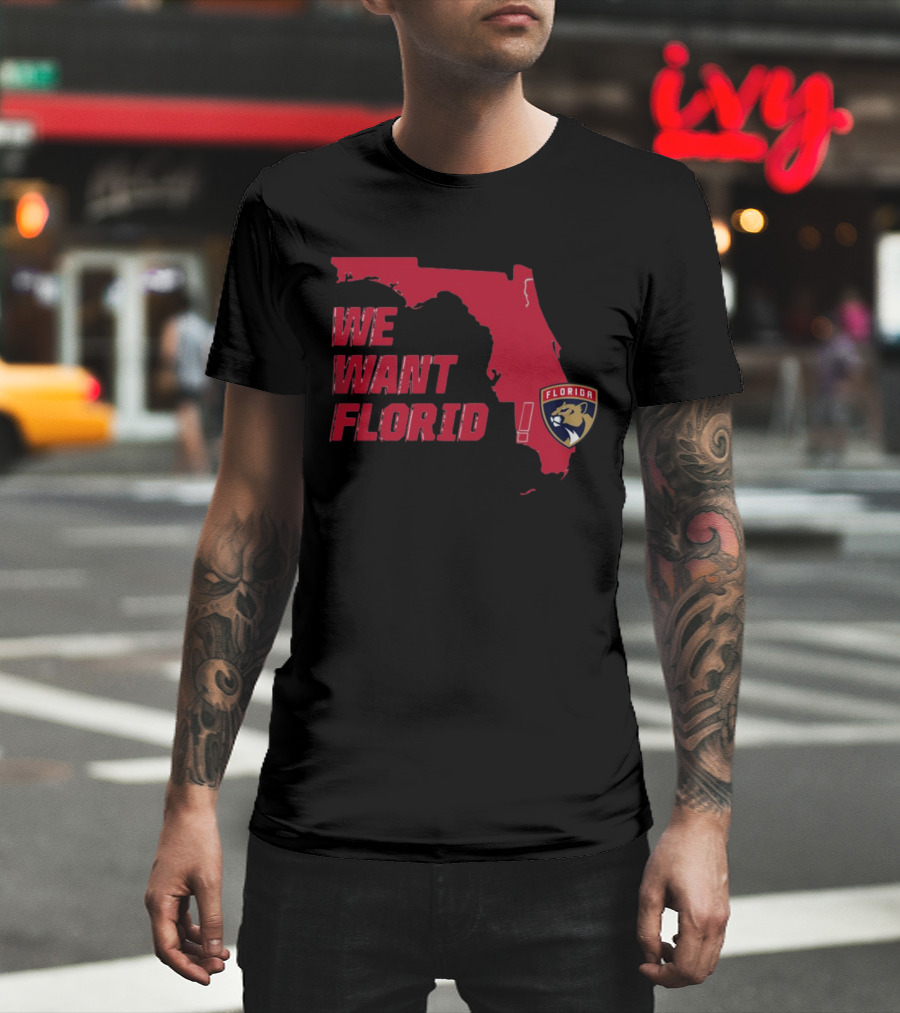 We Want Florida Panthers Map T-Shirt