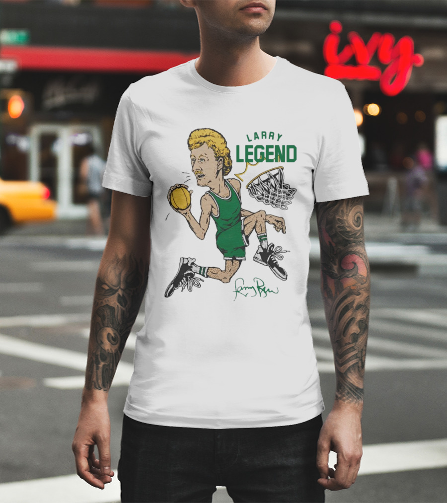 Larry Legend Layup Basketball Icon With Signature T-Shirt