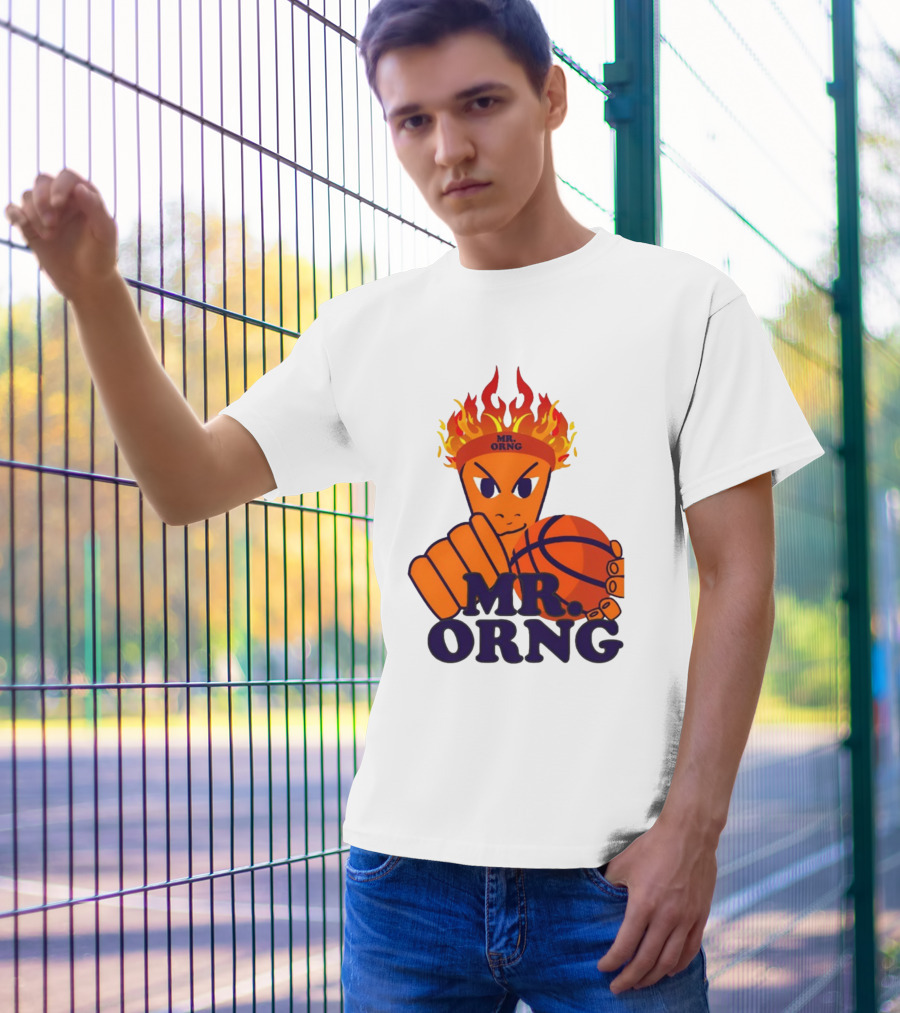 MR ORNG Basketball Flame Fist Character T-Shirt