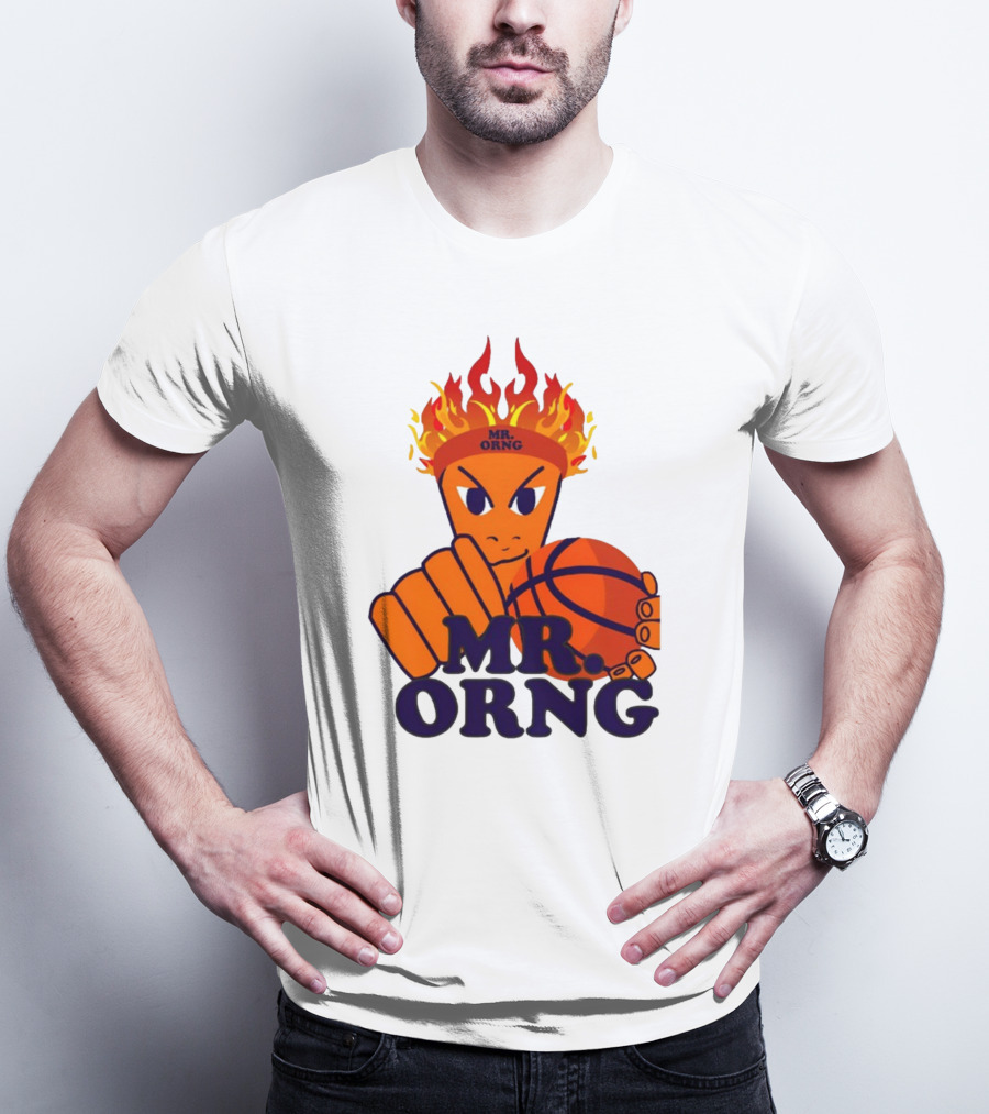 MR ORNG Basketball Flame Fist Character T-Shirt