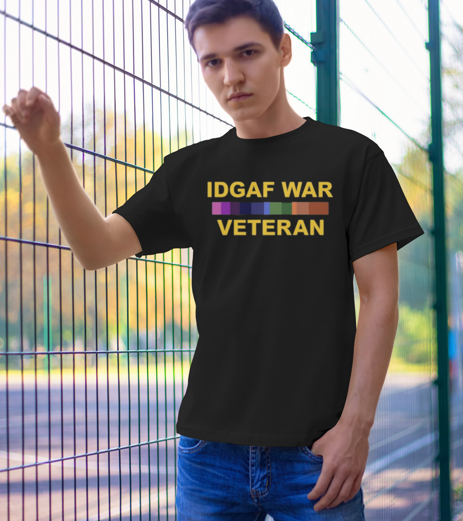 IDGAF War Veteran Color Bars T-Shirt
