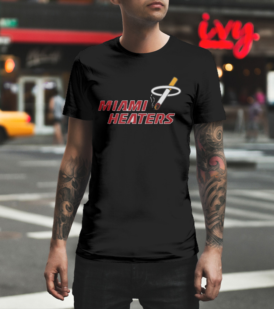 Shitheadsteve Miami Heaters Basketball Parody Smoking Cigarette T-Shirt