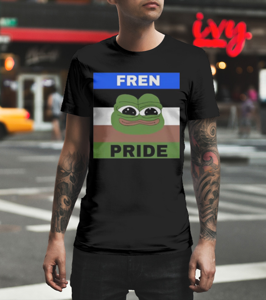 Fren Pride Pepe Flag Image T-Shirt