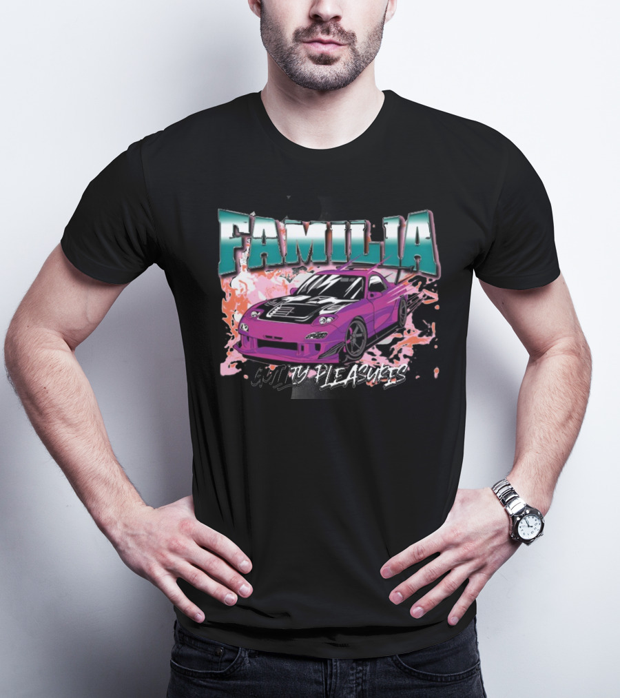 FAMILIA Guilty Pleasures Tryguys Car Explosion T-Shirt