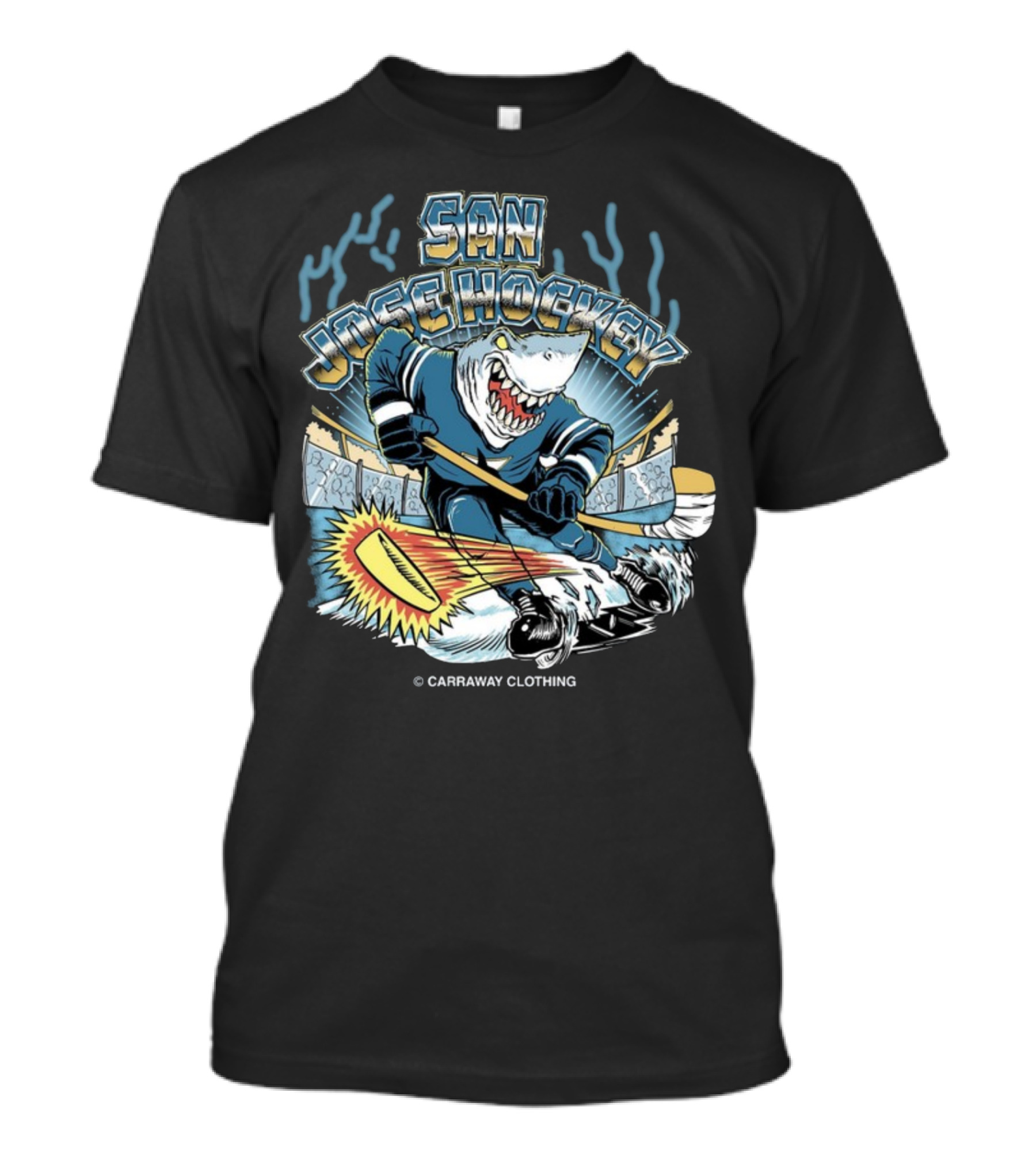 SAN JOSE HOCKEY SHARK ICE ACTION CARAWAY CLOTHING T-Shirt